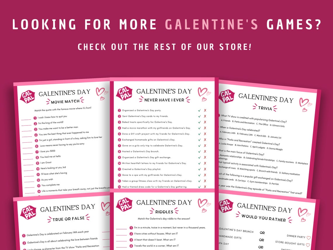 Galentine's Day Movie Match Game | Printable Film Quote Trivia ...