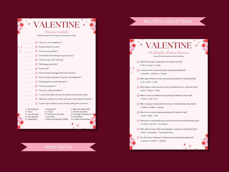 Valentine's Day Game Bundle: Fun Trivia, Riddles (PDF Printable) - Etsy