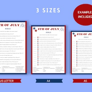 4th of July Riddles Game | Instant Download | Printable Family Game ...