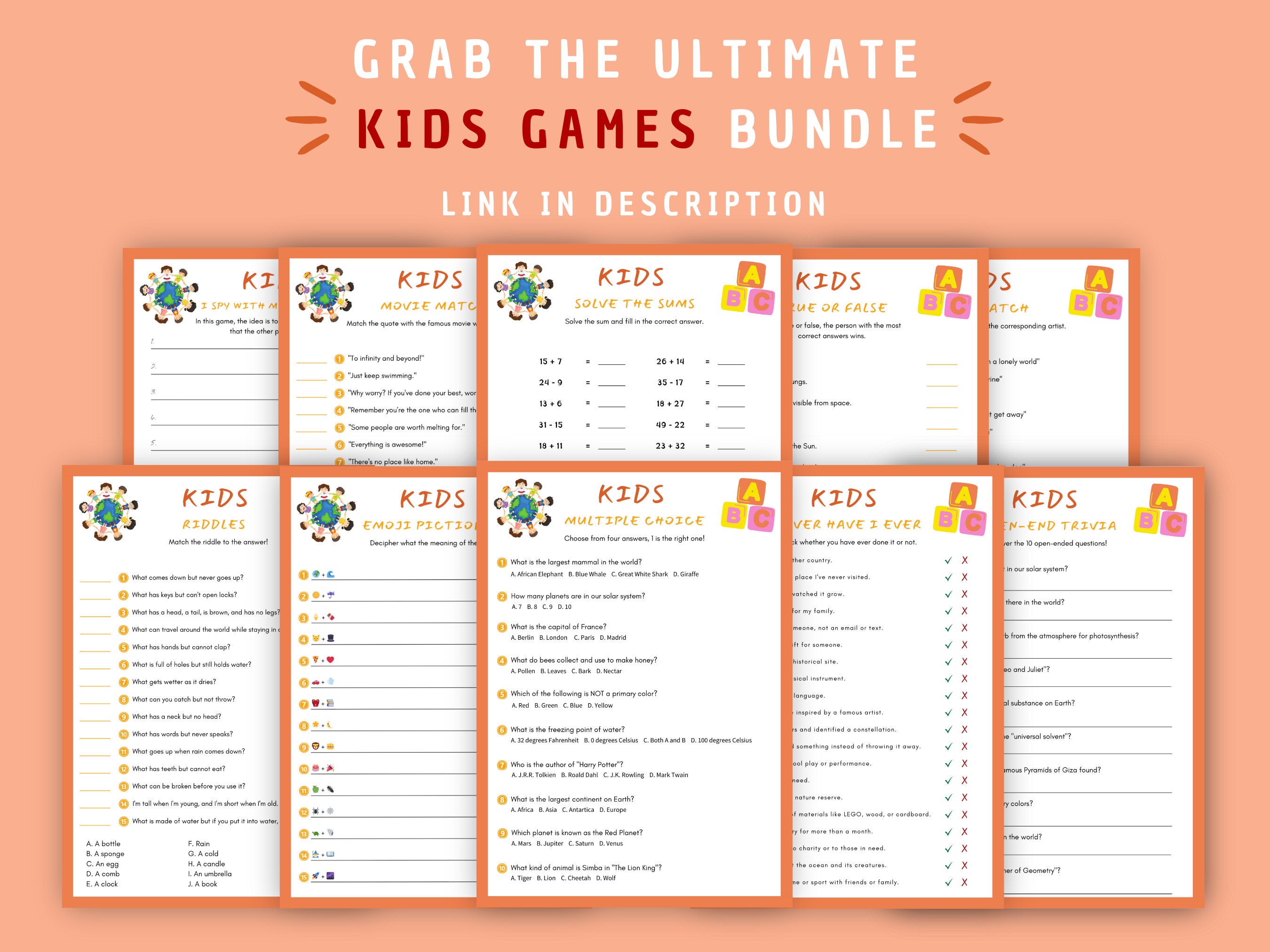 Kids Solve the Sums Instant Download Printable Math Puzzles for ...