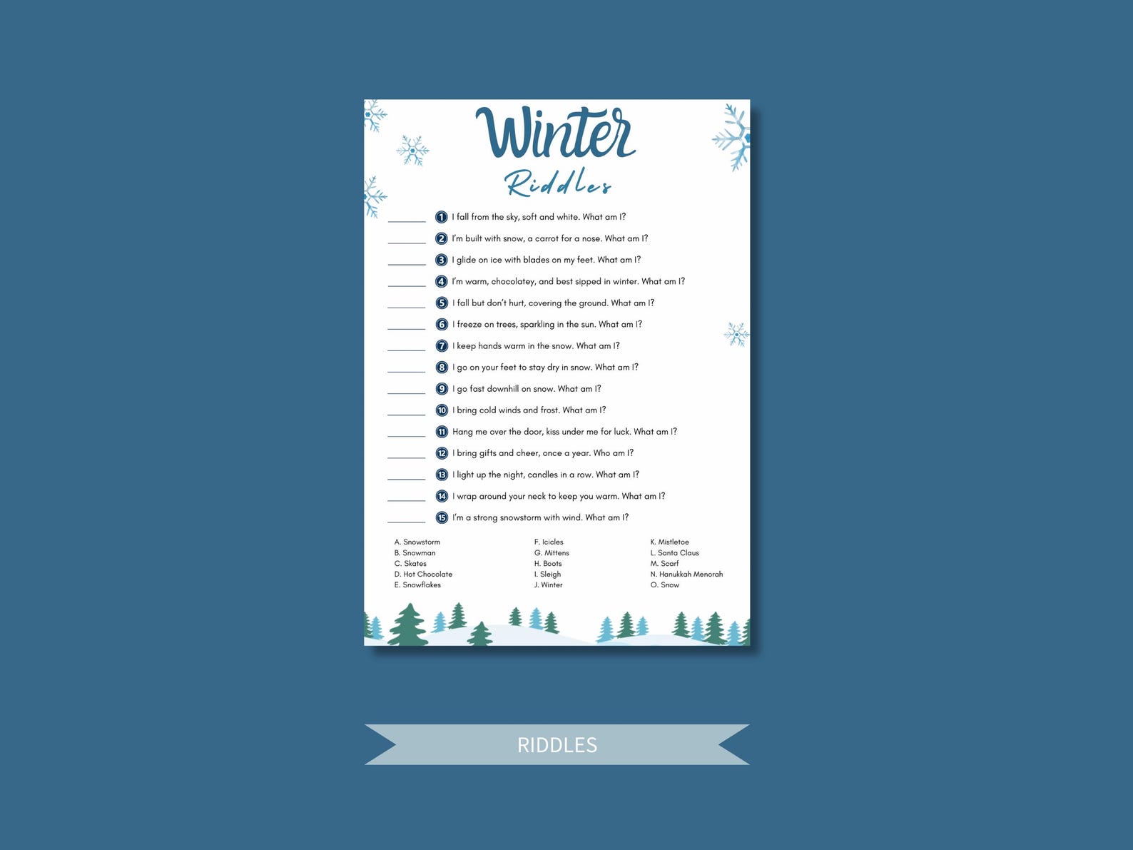 5 Winter Games Bundle, Printable Winter Family Games, Fun Winter Trivia ...