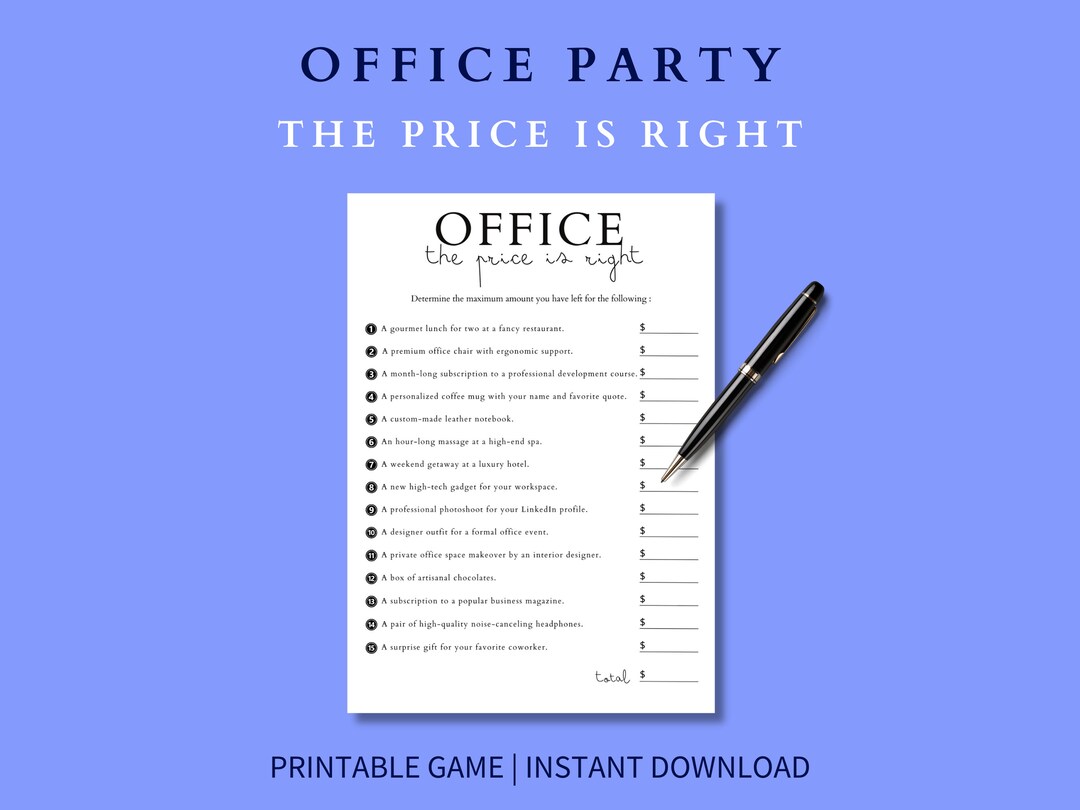Printable the Price is Right Office Party Game: Co-worker Trivia ...