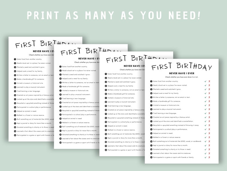 First Birthday Party Games Printable, 8-in-1 Baby Trivia Icebreaker ...