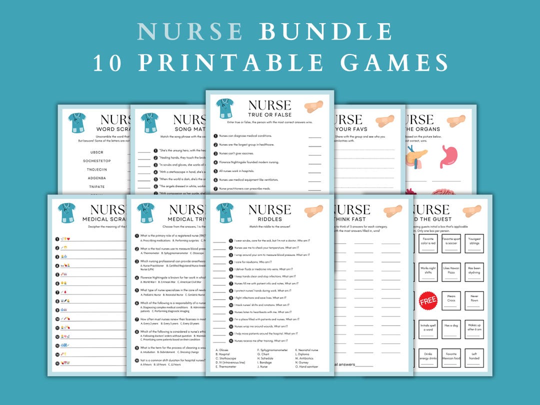 Nurse Games Bundle: 10 Printable Party Games (digital Download) - Etsy