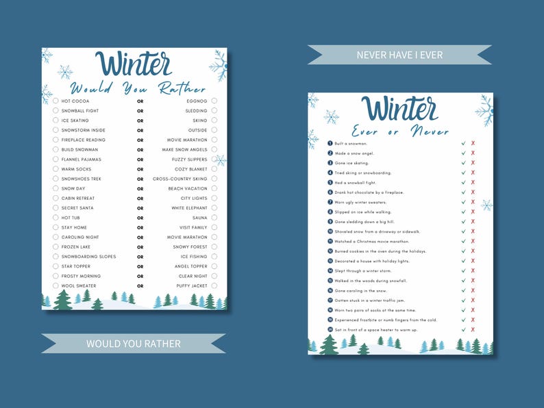 5 Winter Games Bundle, Printable Winter Family Games, Fun Winter Trivia ...