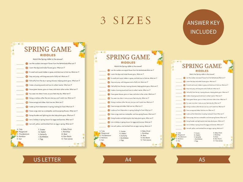 Spring Riddles Game, Printable Spring Trivia, Fun Family Game Night ...