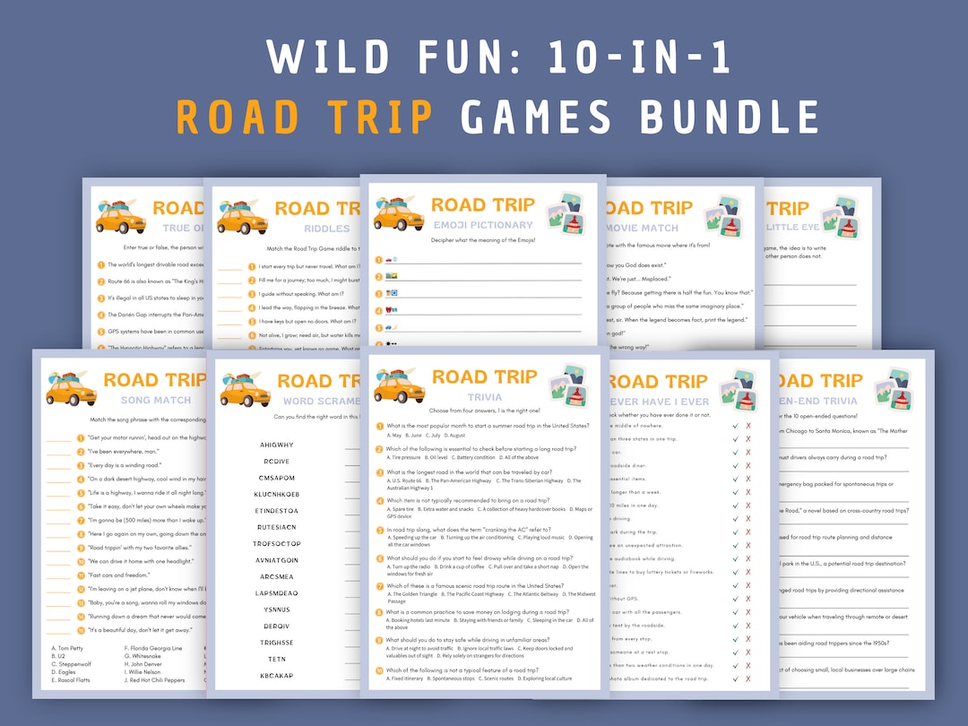 Road Trip 10-in-1 Game Bundle Instant Download Printable Family Car ...