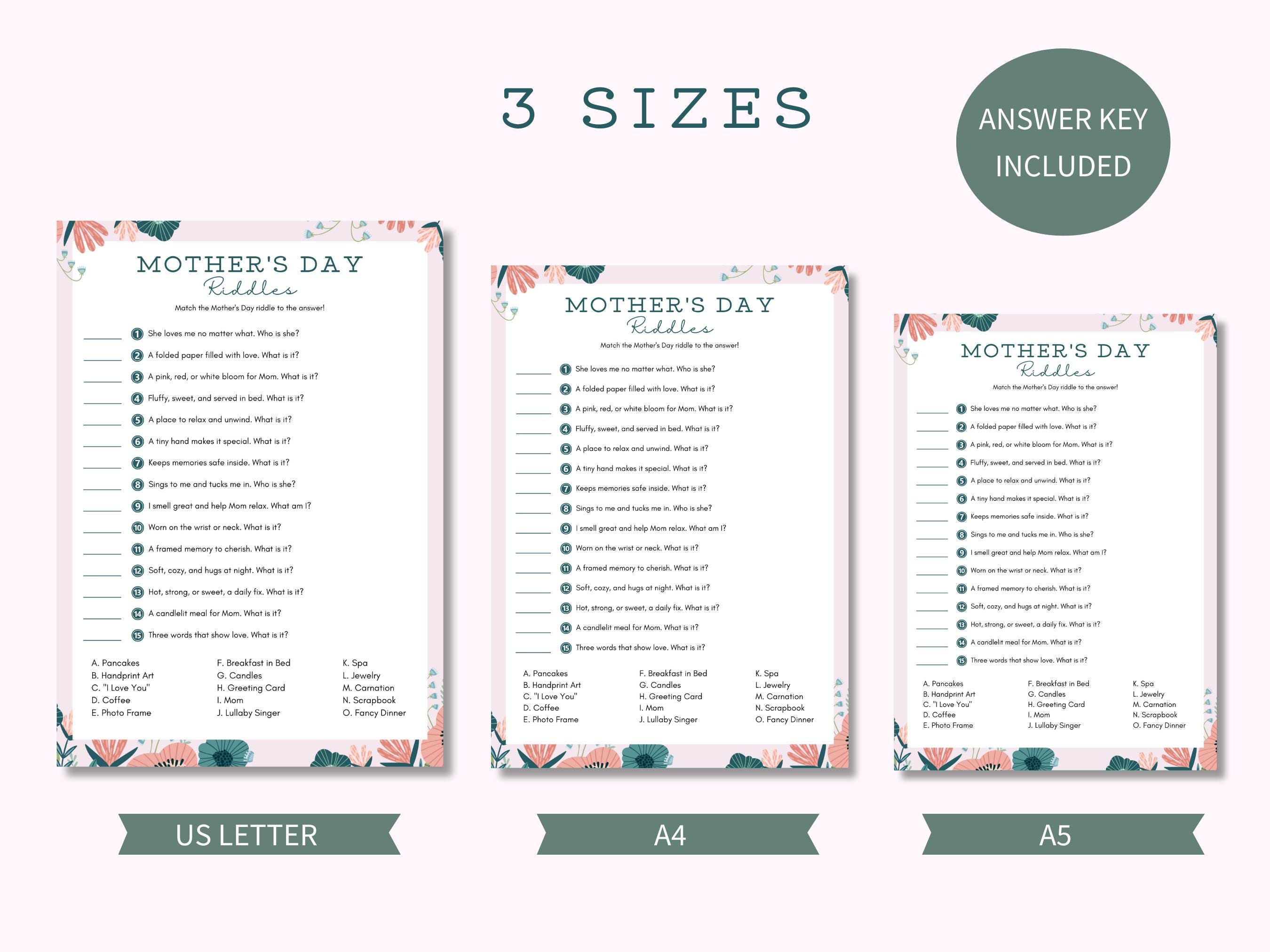 Mother's Day Games Bundle: 10 Printable Family Activities (PDF Download ...