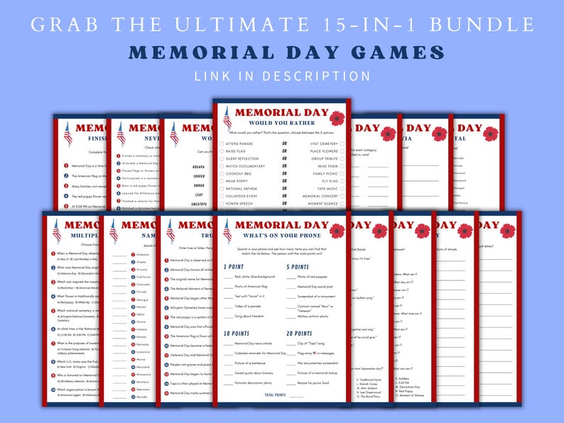 Memorial Day Printable Game, Multiple Choice Trivia Quiz for Adults and ...