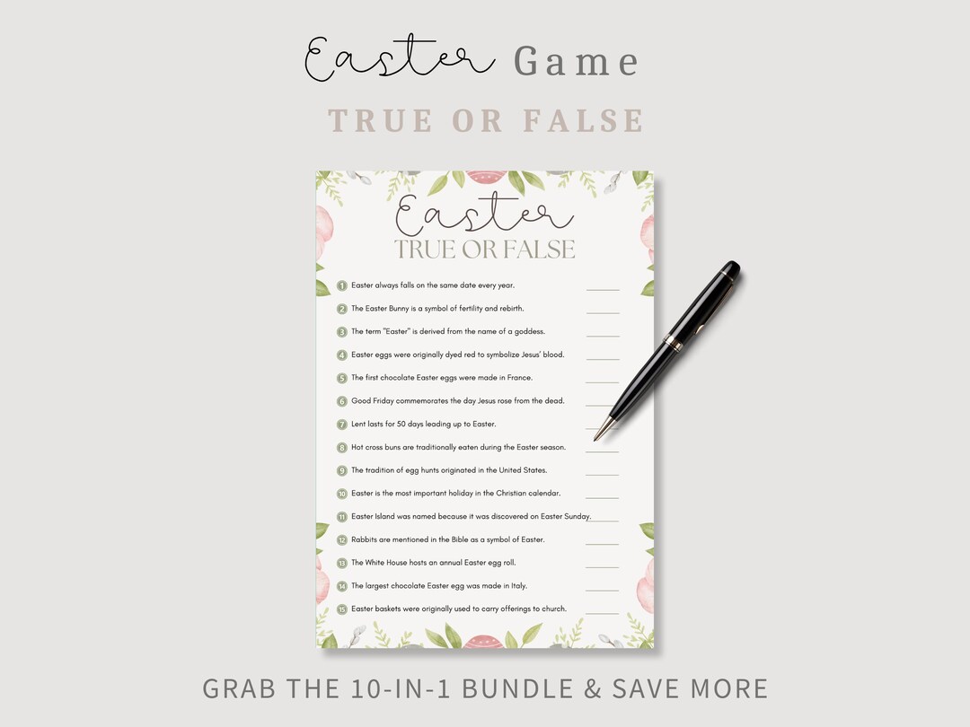 Easter True or False Game, Printable Easter Family Activity, Digital ...