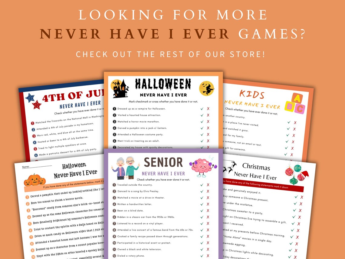 Thanksgiving Game Printable Never Have I Ever Family Trivia Night Fall ...