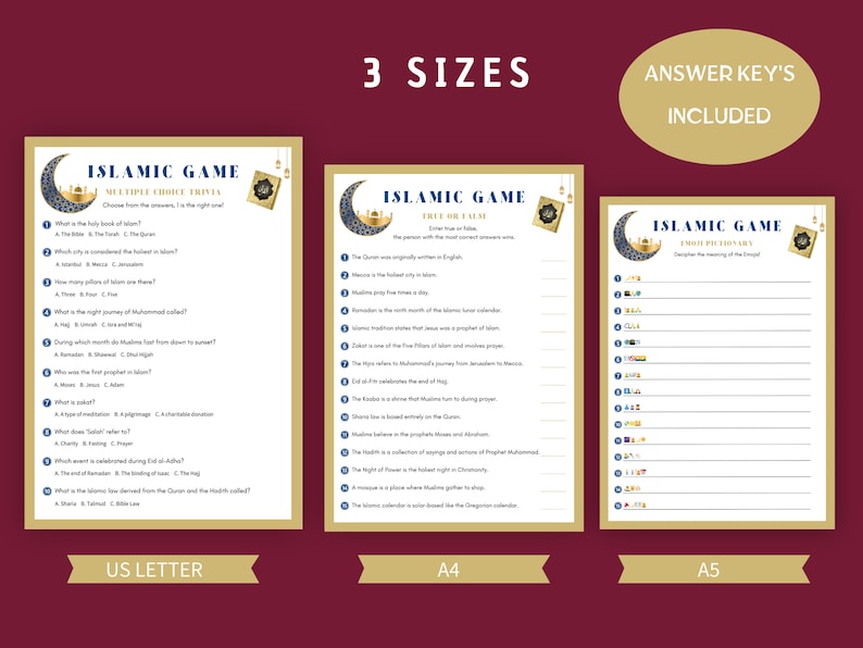 10-in-1 Islamic Games Bundle, Digital Download, Printable Muslim Trivia ...