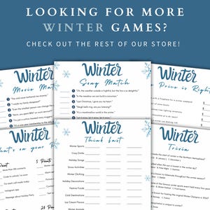 5 Winter Games Bundle, Printable Winter Family Games, Fun Winter Trivia ...