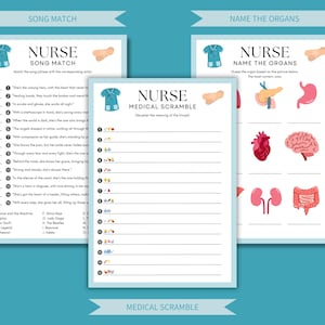 Nurse Games Bundle Printable: 15 Nursing Party Trivia & Quiz Games (PDF ...