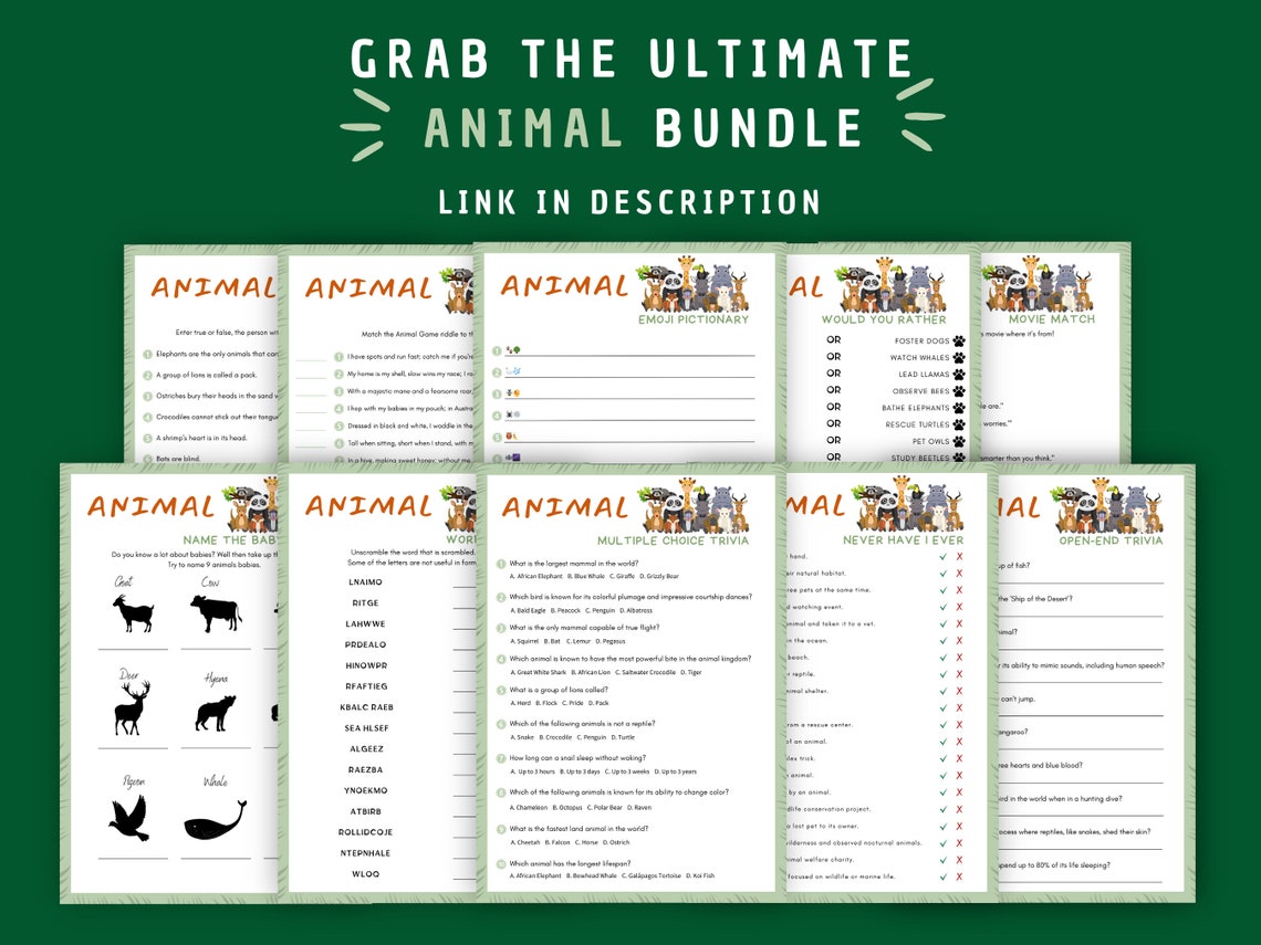 Animal True or False Game: Printable Family Trivia (instant Download ...