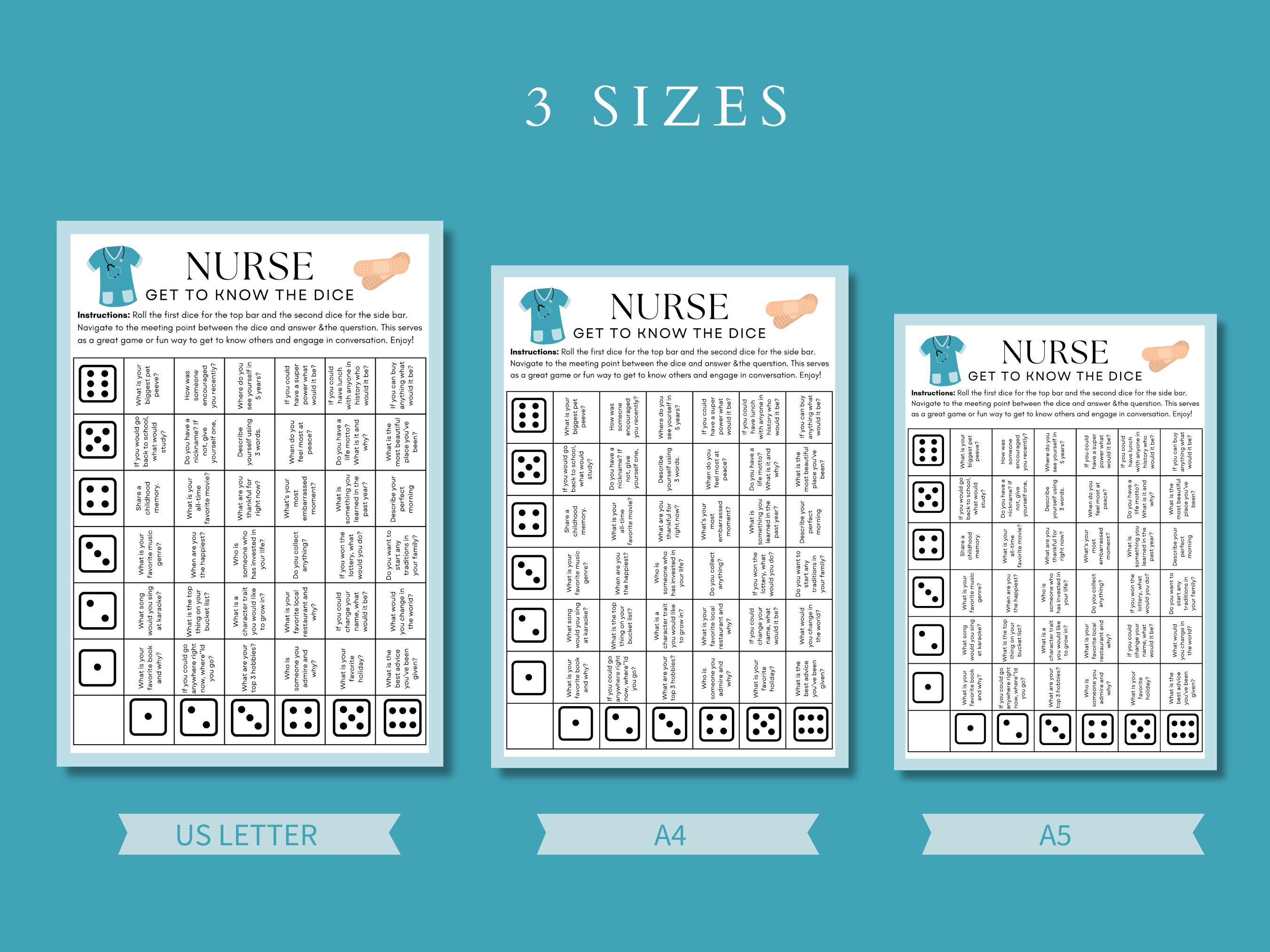 Nurse Get to Know You Dice Game: Printable Nursing Party (digital ...