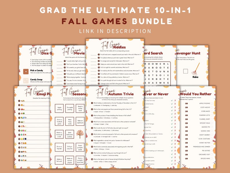 Fall Trivia Game: Fun Autumn Party Activity (printable) - Etsy