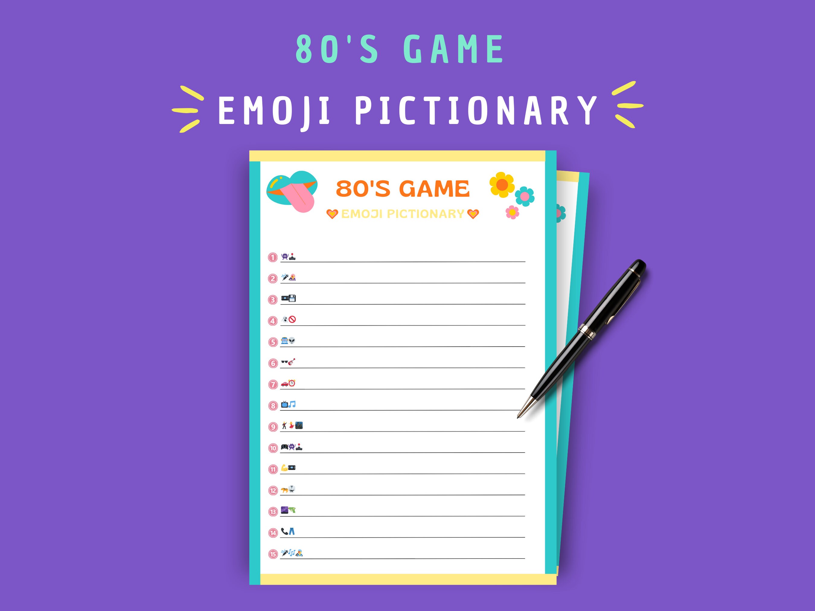 80s Emoji Pictionary Game: Retro Party Trivia (instant Download) - Etsy