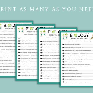 Printable Biology 10-in-1 Game Bundle Digital Download Fun Student ...