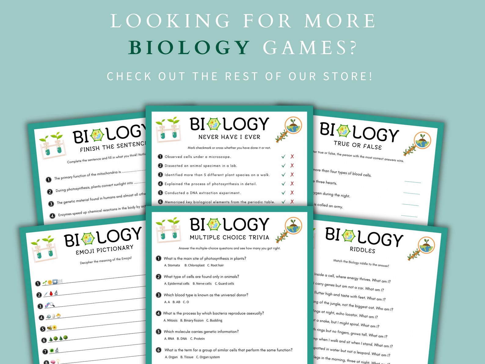 Biology Emoji Pictionary Game: Fun Trivia for Students (digital ...