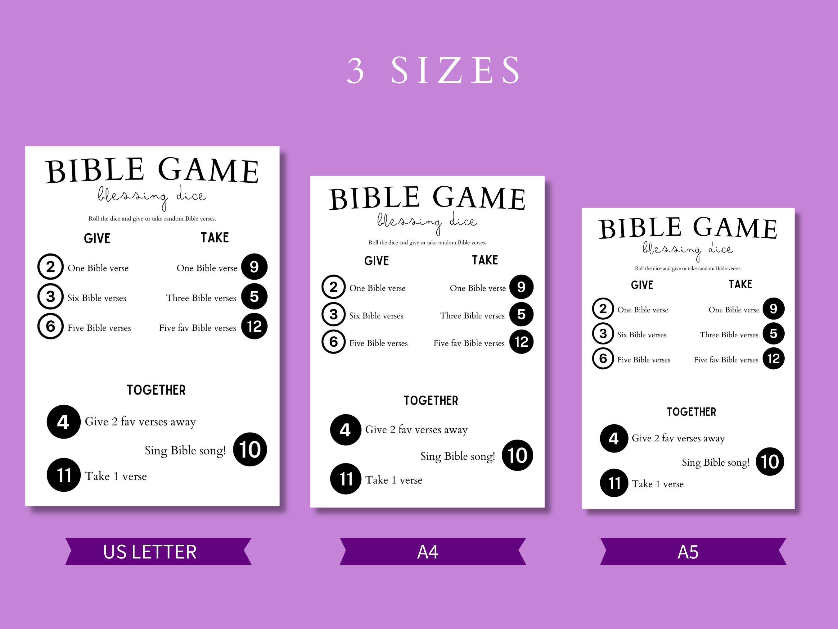 Printable Bible Game Blessing Dice Christian Family Game Church Games ...