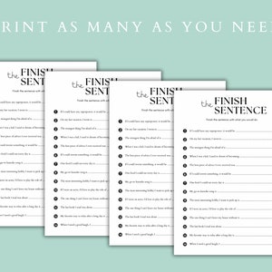 Finish the Sentence Birthday Game Printable Party Game Family Game ...
