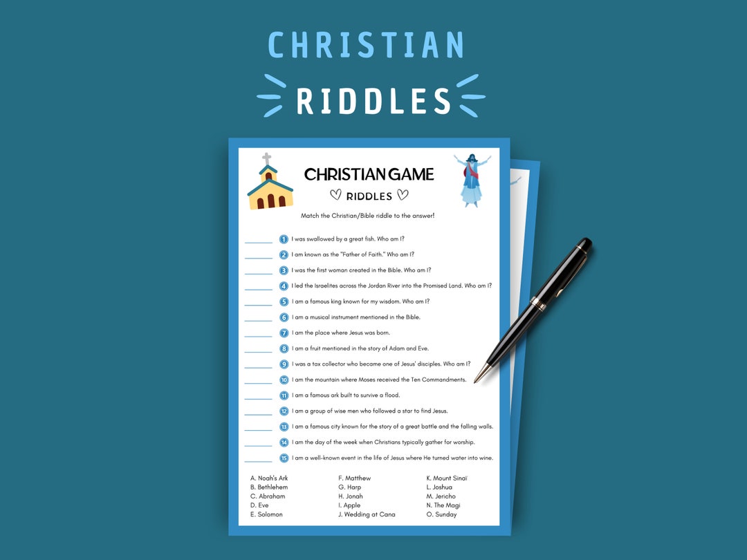 Printable Bible Riddles Game for Christians Digital Download Faith ...