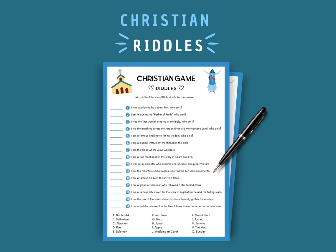 Printable Bible Riddles Game for Christians, Digital Download, Faith ...