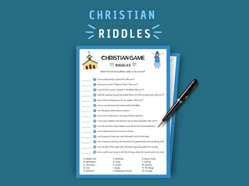 Printable Bible Riddles Game for Christians, Digital Download, Faith ...