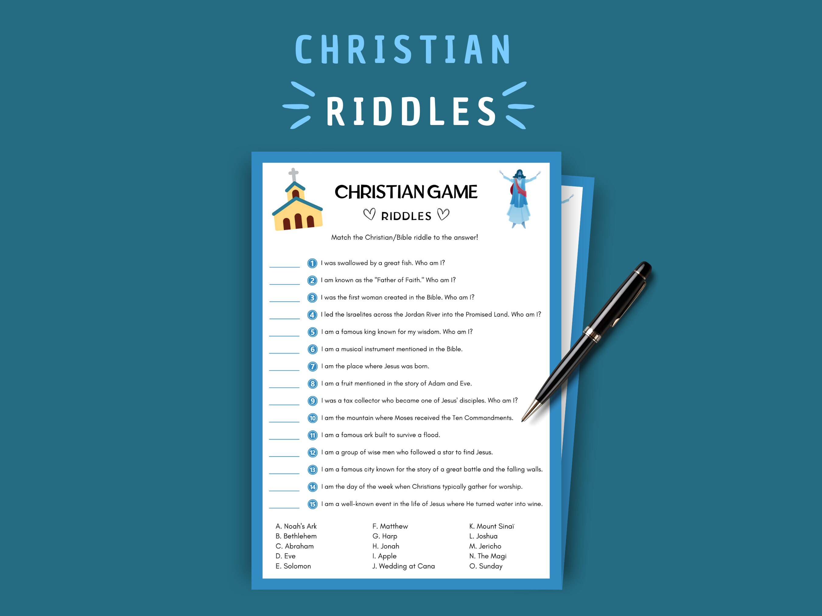 Printable Bible Riddles Game for Christians, Digital Download, Faith ...