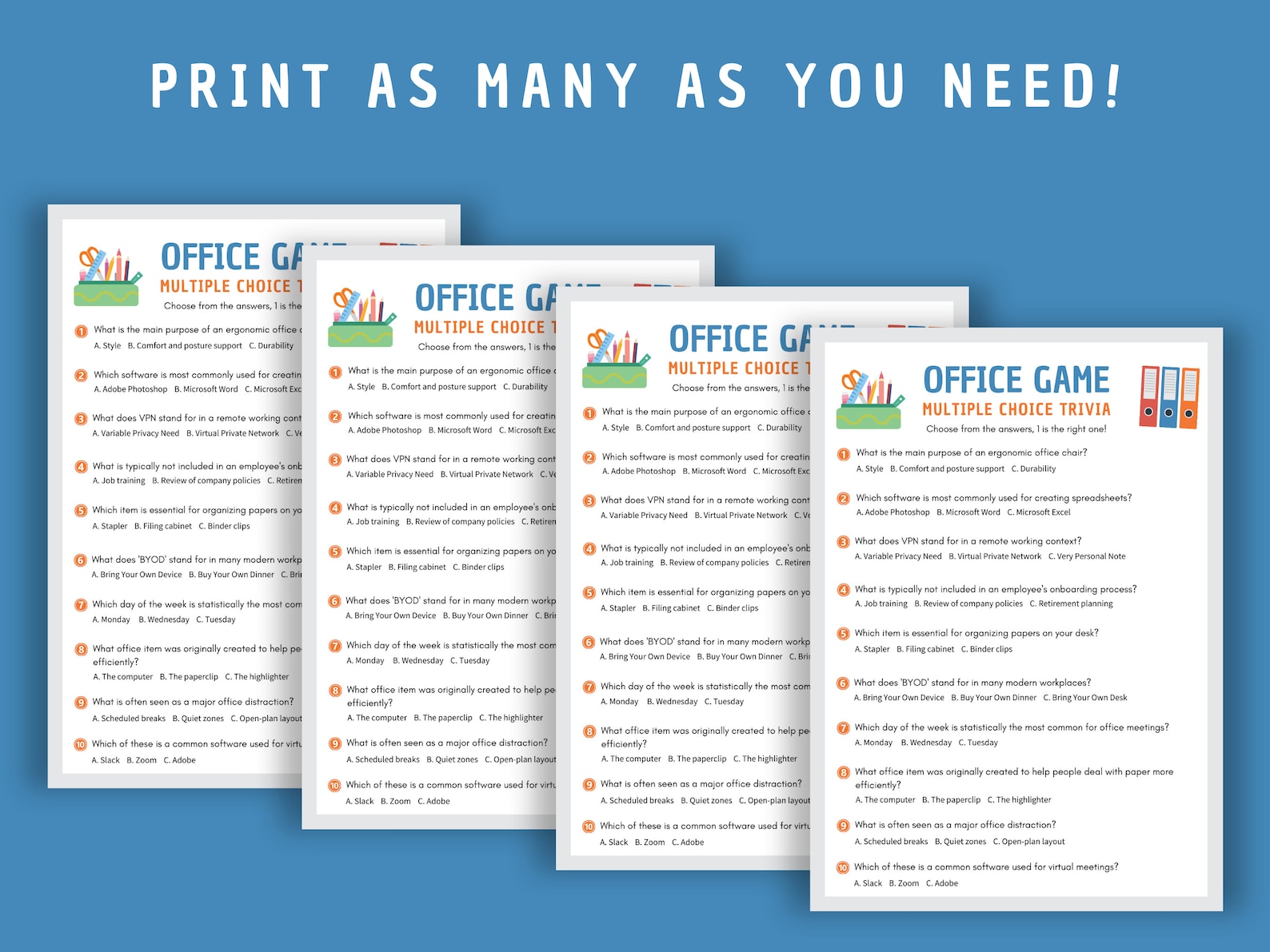 Office Games Trivia: Printable Team Building Quiz (instant Download) - Etsy