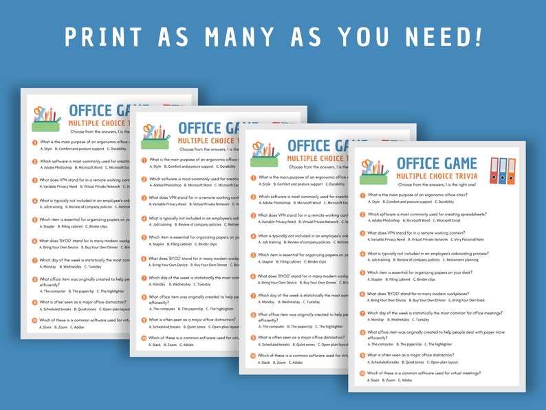 Office Games Trivia: Printable Team Building Quiz (instant Download) - Etsy