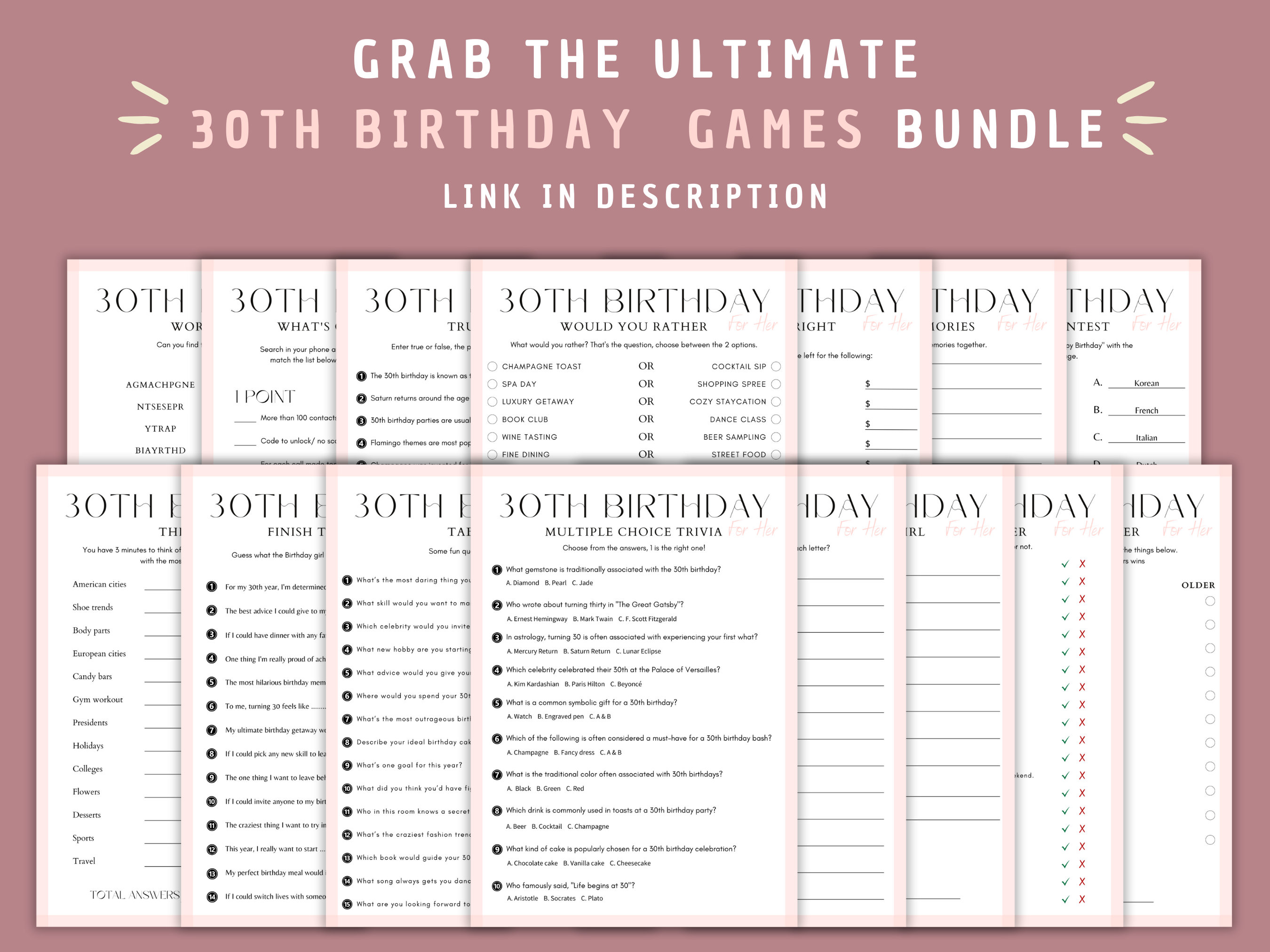30th Birthday Table Talk Game | Instant Download | Fun Trivia ...