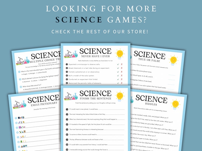 Printable Science Think Fast Game: Student Trivia (digital Download) - Etsy