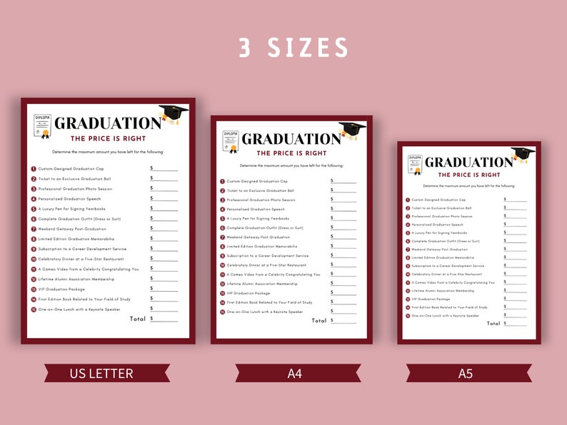 Graduation the Price is Right Instant Download Printable Trivia Game ...