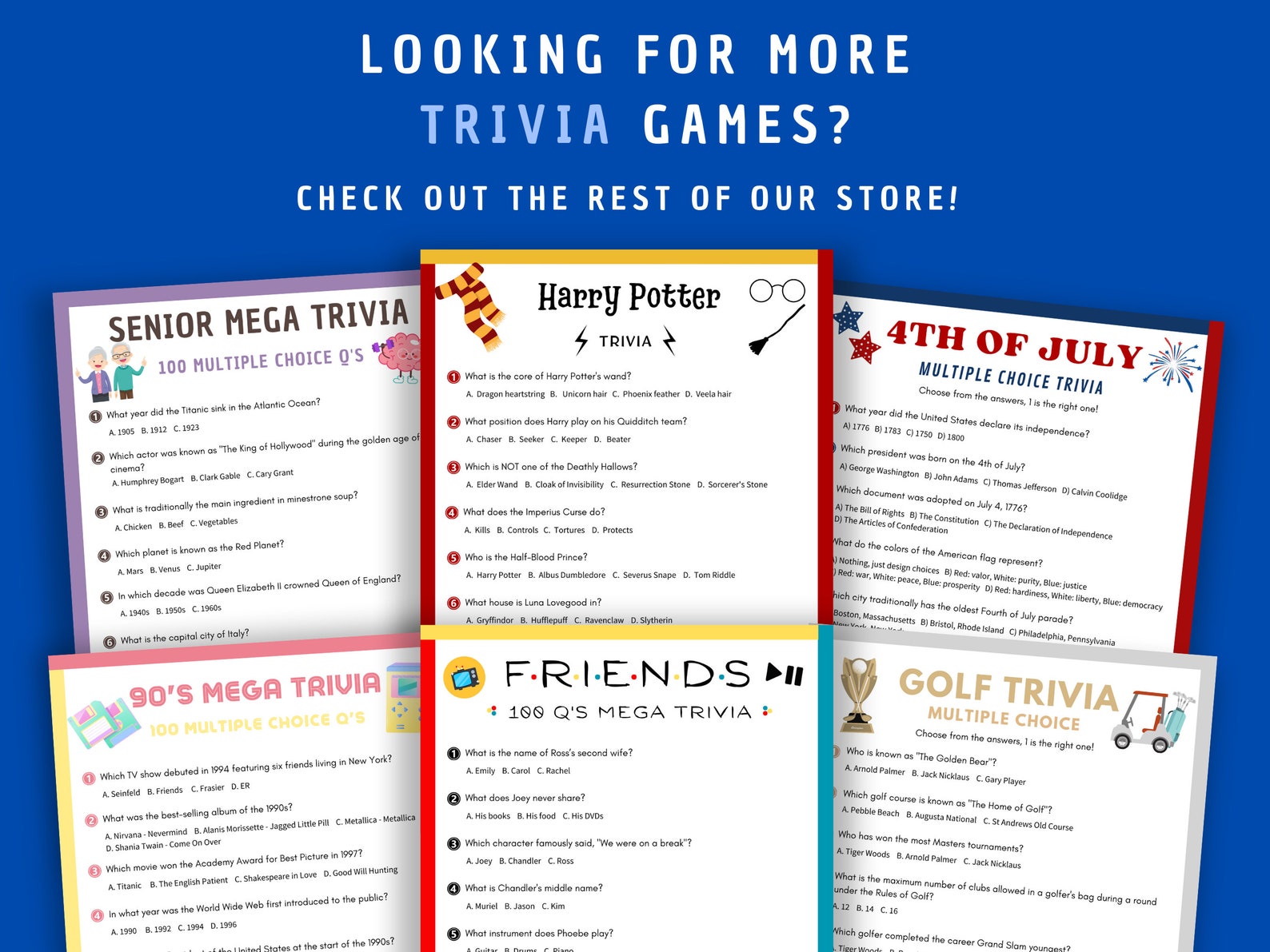 Printable American History Trivia Game | 50 Multiple Choice Questions ...