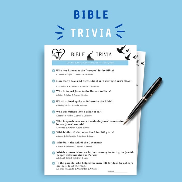 Bible Trivia Printable - Etsy