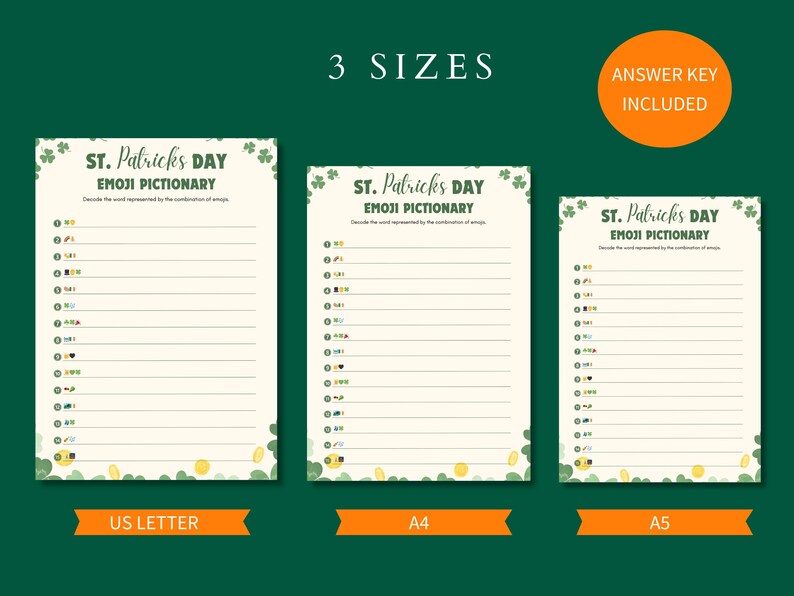 St. Patrick's Day Emoji Pictionary Game: Printable Family Trivia ...