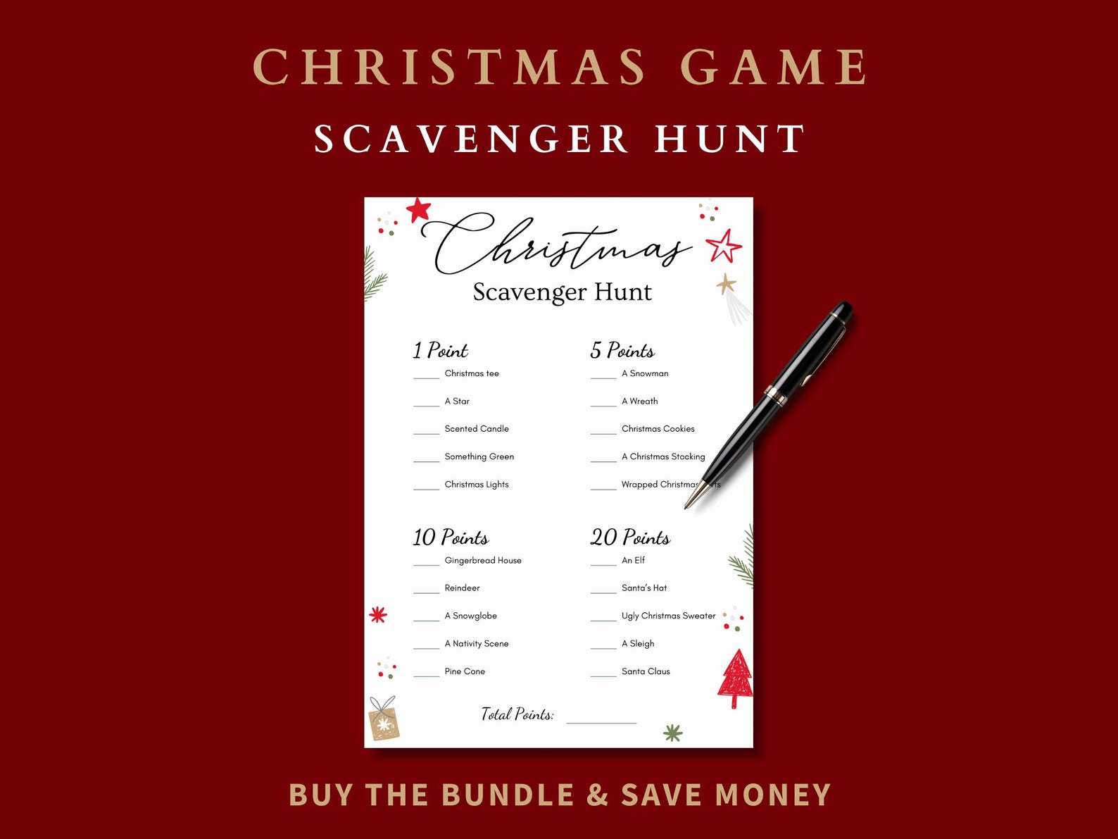 Christmas Scavenger Hunt Game Fun Family Holiday Activity Christmas ...