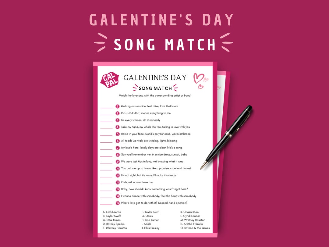 Galentine's Day Song Match Game: Printable Music Trivia (digital ...