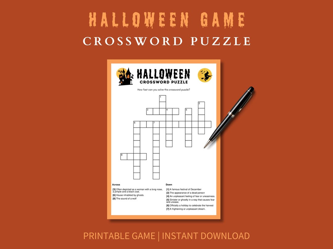 Printable Halloween Crossword Puzzle Game | Family Trivia Game ...