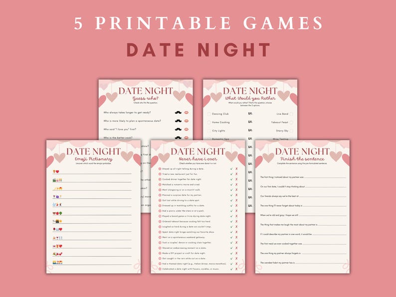 Printable Date Night Games Bundle: 5 Couples Games (PDF Download) - Etsy