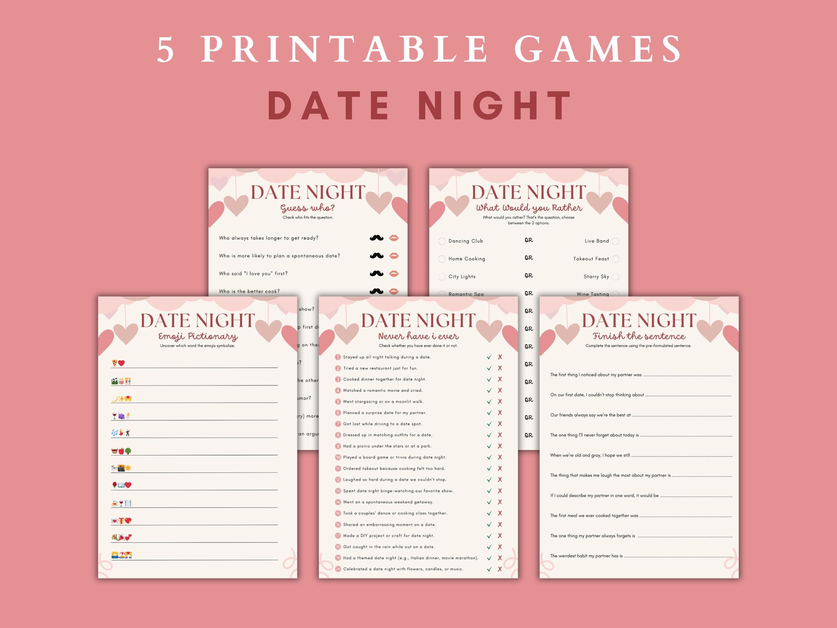 Printable Date Night Games Bundle: 5 Couples Games (PDF Download) - Etsy