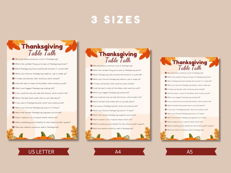 Thanksgiving Table Talk Game: Fun Family Activity (digital Download) - Etsy