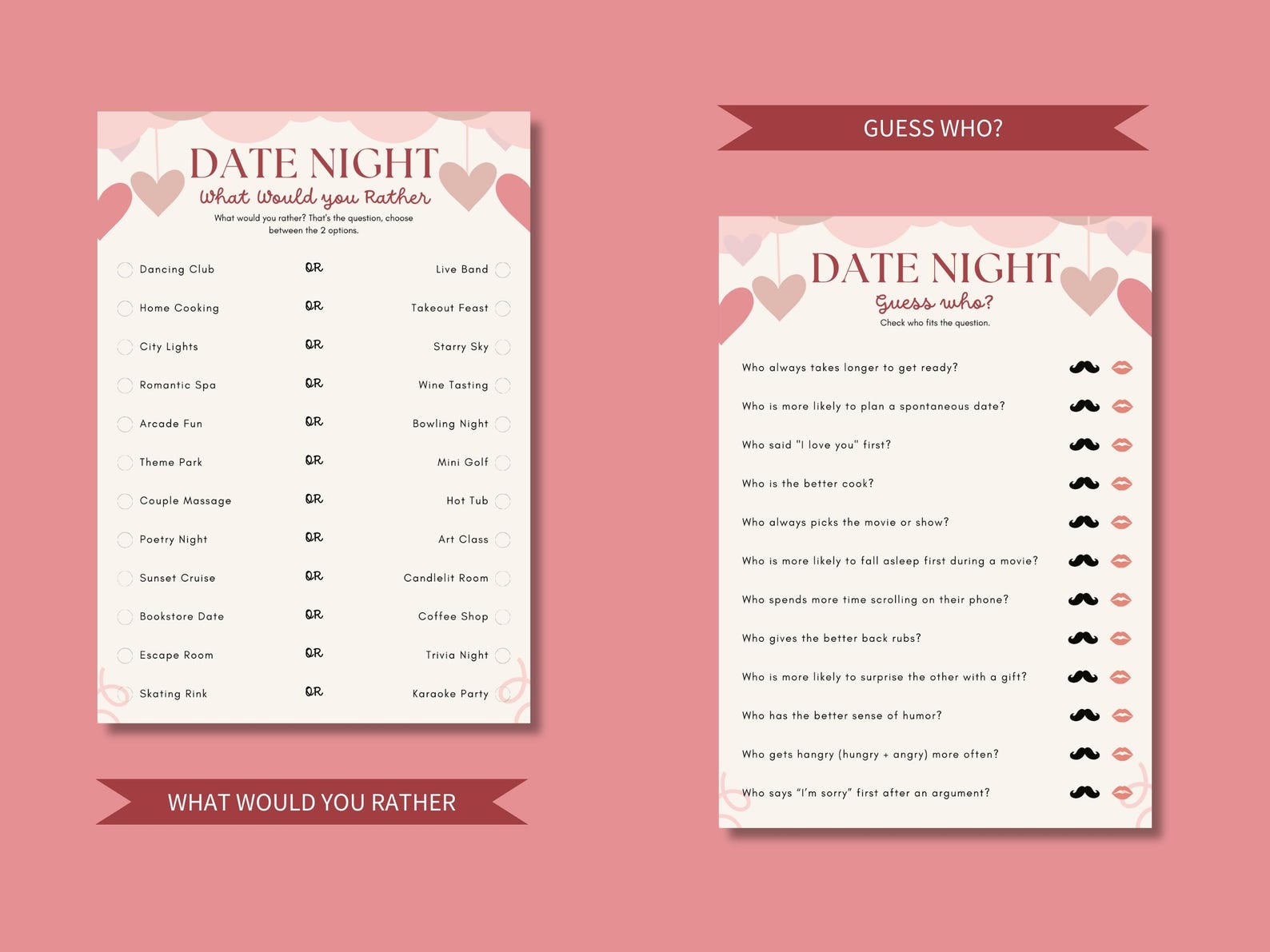 Printable Date Night Games Bundle: 5 Couples Games (PDF Download) - Etsy