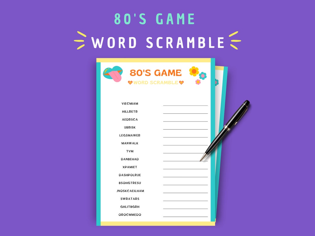 80s Word Scramble Game Instant Download Printable 80s Trivia Retro ...