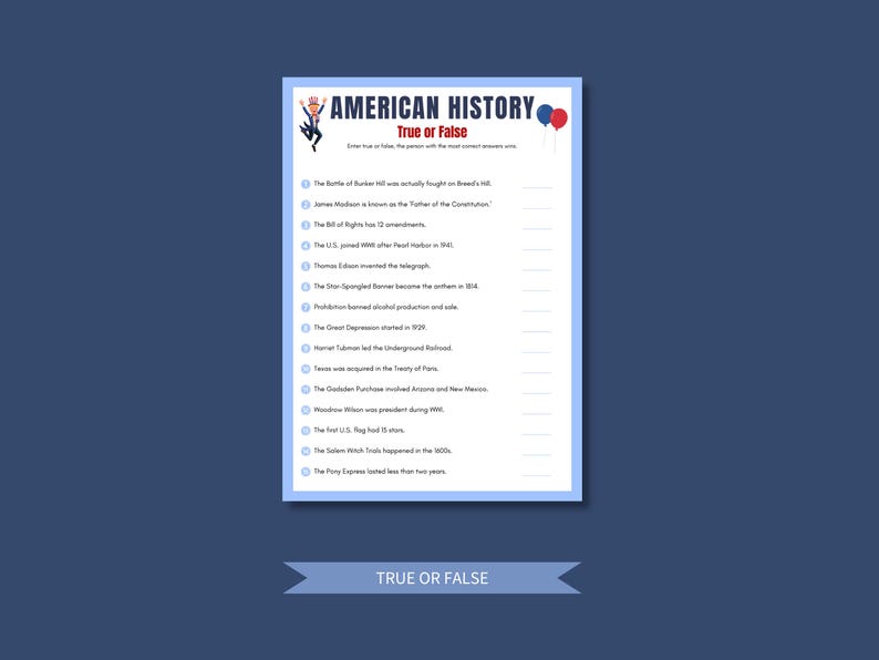 American History Games Bundle Printable, 5 Fun Educational Party Games ...