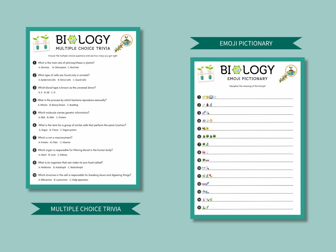 Printable Biology 10-in-1 Game Bundle Digital Download Fun Student ...