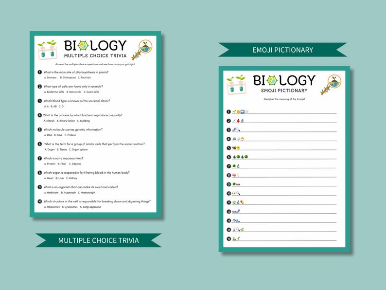 Printable Biology 10-in-1 Game Bundle Digital Download Fun Student ...