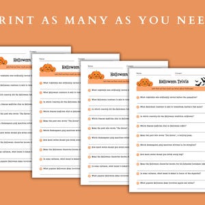 Halloween Trivia: Printable Halloween Quiz 10 Open-ended Questions ...